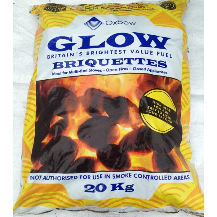 Ralph Yates & Sons | BURNWELL Oxbow 20kg Glow Briquettes Oval Coal ...